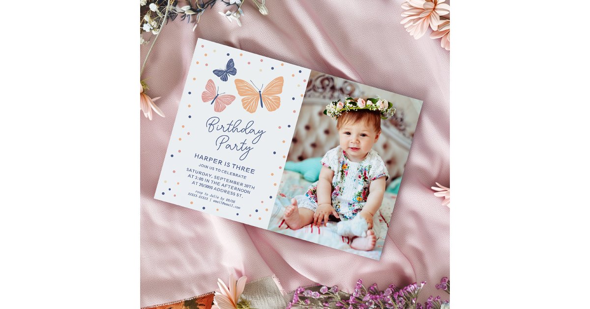 Modern Gender Neutral Photo Birthday Invitation | Zazzle