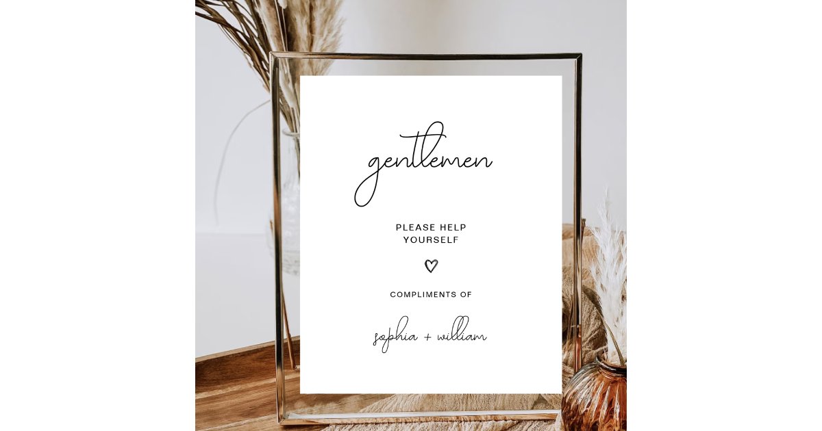 Modern Gentlemen Room Simple Gents Wedding Party Poster | Zazzle