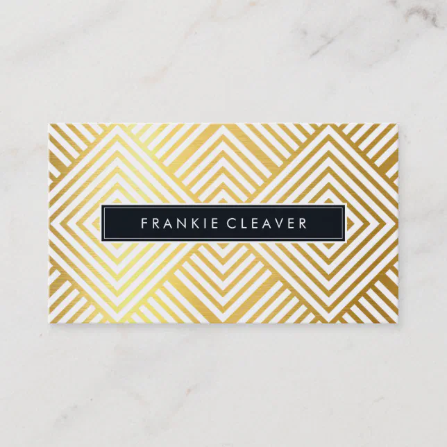 MODERN GEO DIAMOND PATTERN trendy simple gold foil Business Card | Zazzle