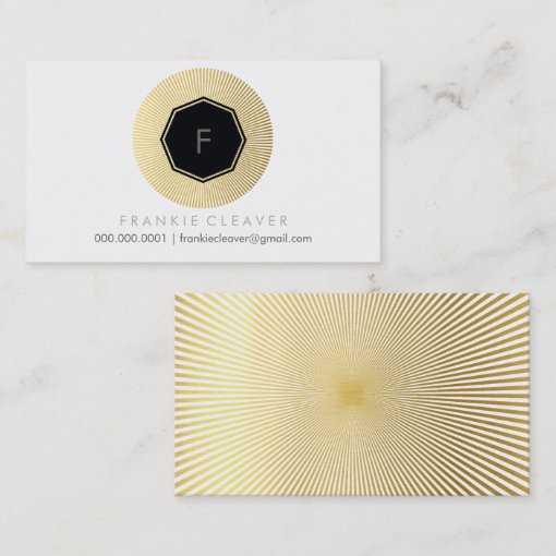 MODERN GEO OCTAGON monogram bold spot gold foil Business Card | Zazzle