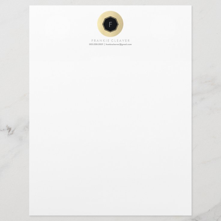 MODERN GEO OCTAGON monogram bold spot gold foil Letterhead | Zazzle