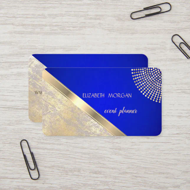 Modern Geometric,Abstract Faux Gold Royal Blue Business Card | Zazzle