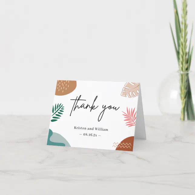 Modern Geometric Abstract Tropical Summer Thank You Card | Zazzle