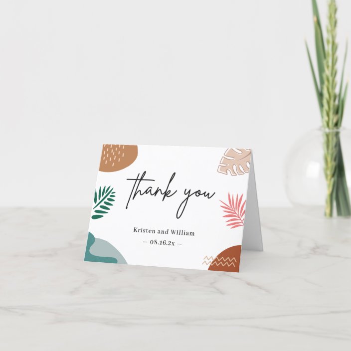 Modern Geometric Abstract Tropical Summer Thank You Card | Zazzle