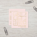 Modern Geometric Art Deco Faux Gold/Pink Designer Square Business Card ...