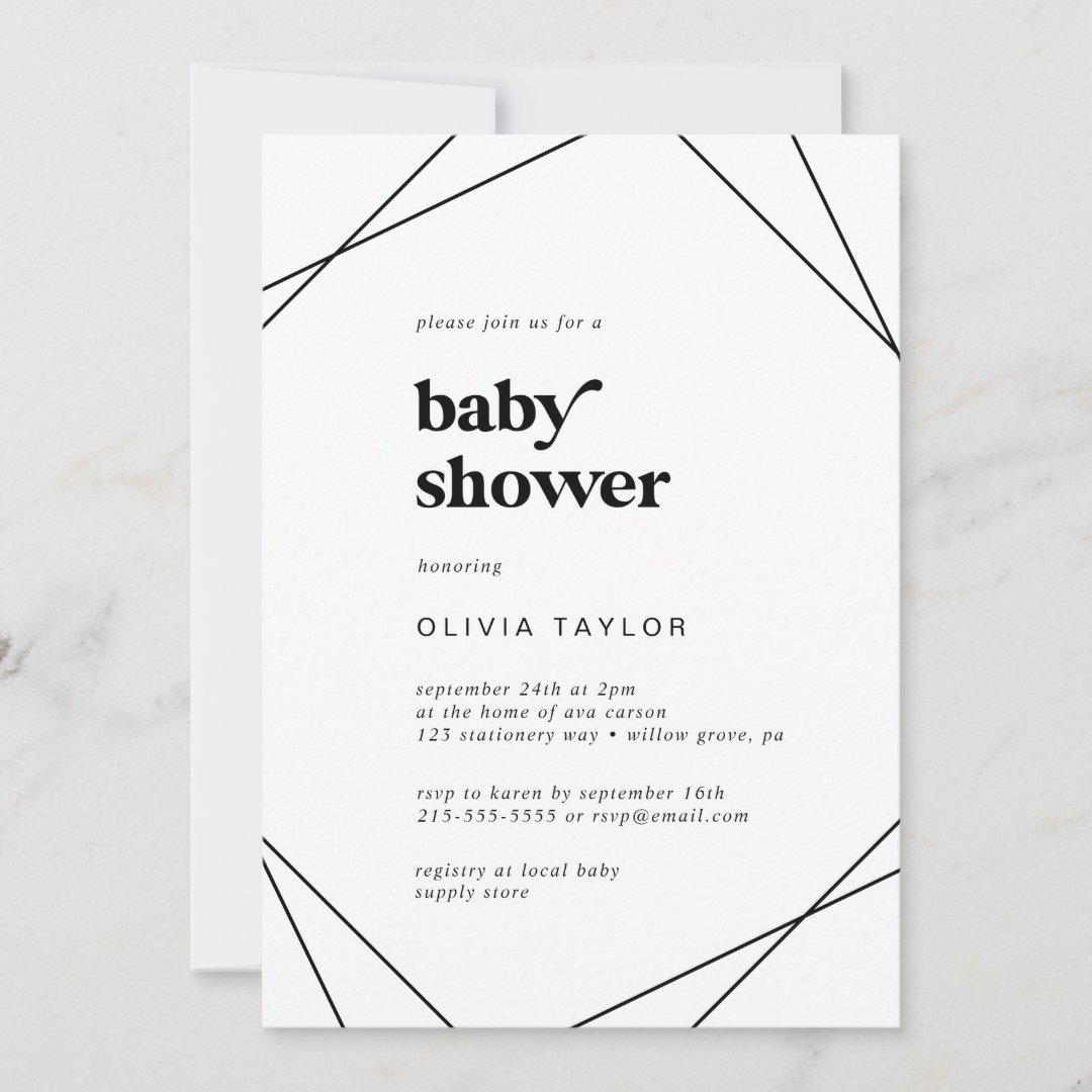 Modern Geometric Baby Shower Invitation | Zazzle
