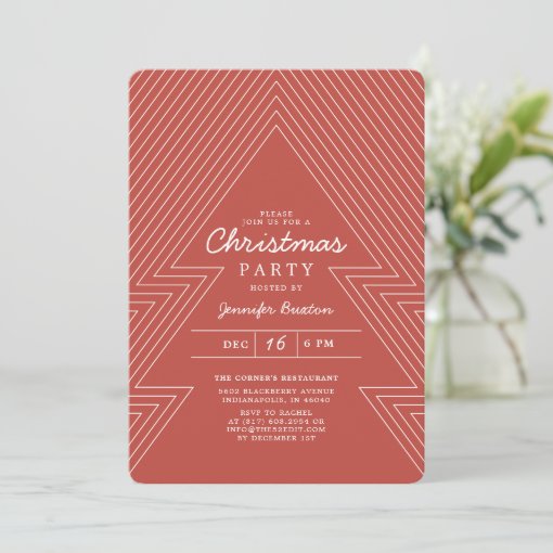 Modern Geometric Christmas Rust Holiday Party Invitation | Zazzle
