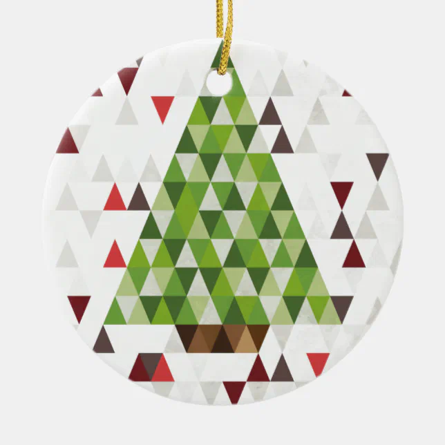 Modern Geometric Christmas Tree Art Ceramic Ornament | Zazzle