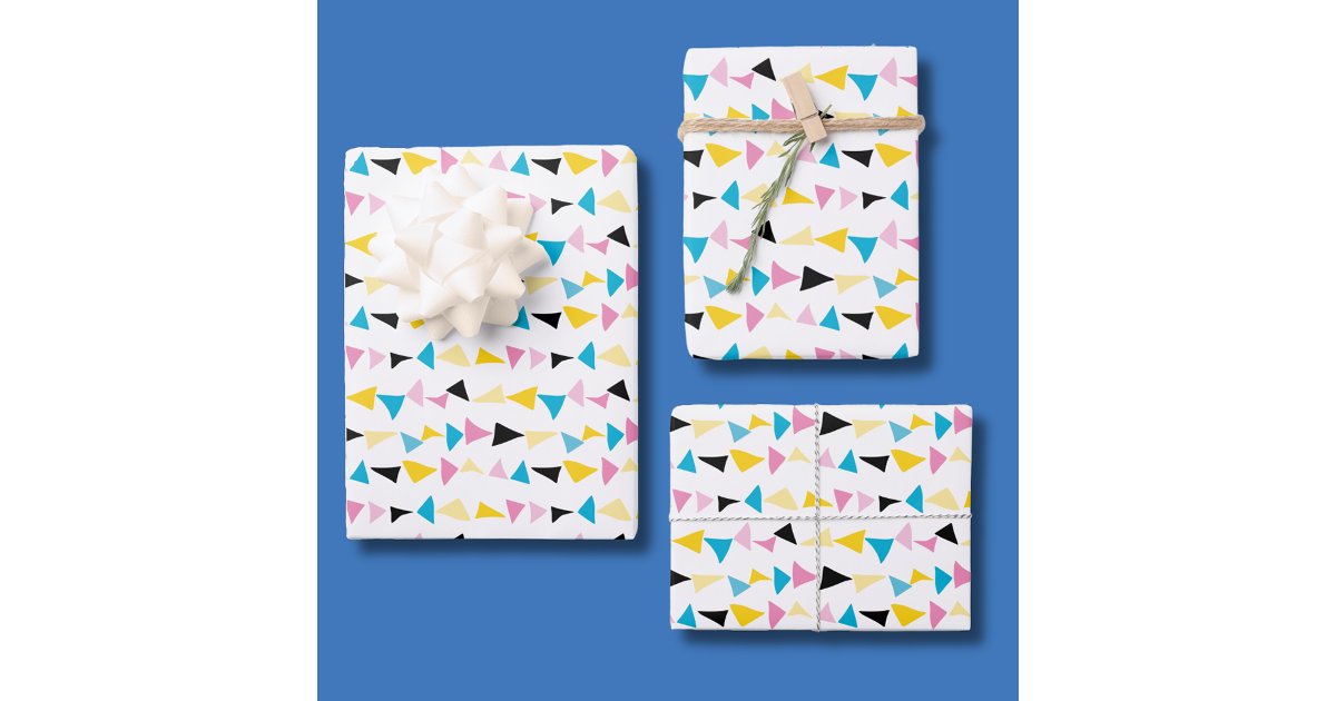 Modern geometric confetti pattern wrapping paper sheets | Zazzle