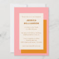 Modern Geometric Cute Bat Mitzvah Pink Orange Invitation | Zazzle