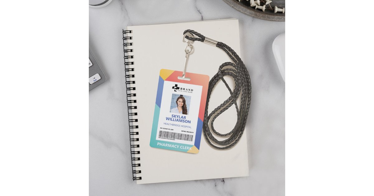 Modern Geometric Design Medical Photo ID & Logo Badge | Zazzle