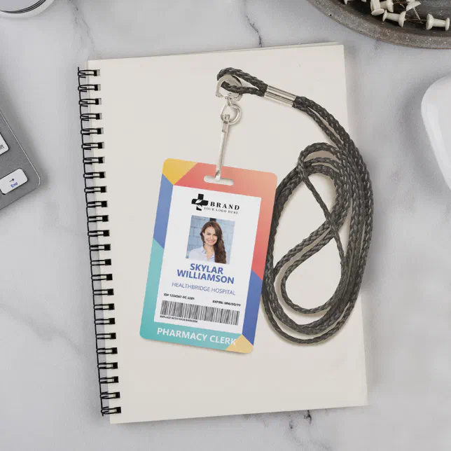 Modern Geometric Design Medical Photo ID & Logo Badge | Zazzle