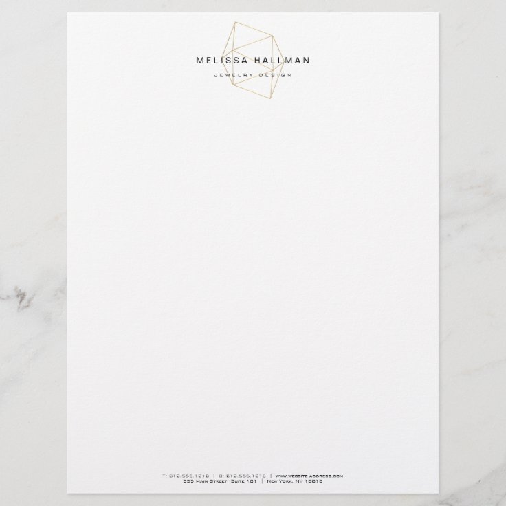 Modern Geometric Gemstone Letterhead | Zazzle