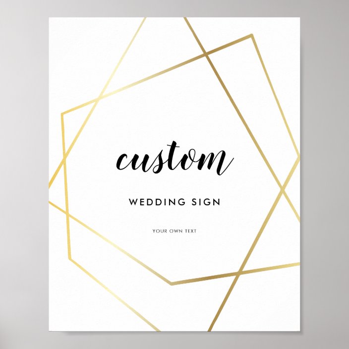 Modern geometric gold frame wedding poster | Zazzle.com