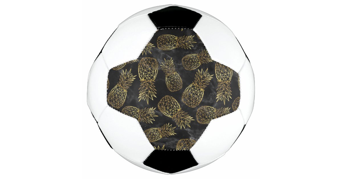 Modern geometric gold pineapples design soccer ball | Zazzle