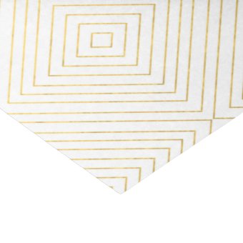 Modern Geometric Gold Squares Pattern on White Col Tissue Paper | Zazzle