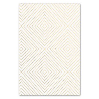 Modern Geometric Gold Squares Pattern on White Col Tissue Paper | Zazzle