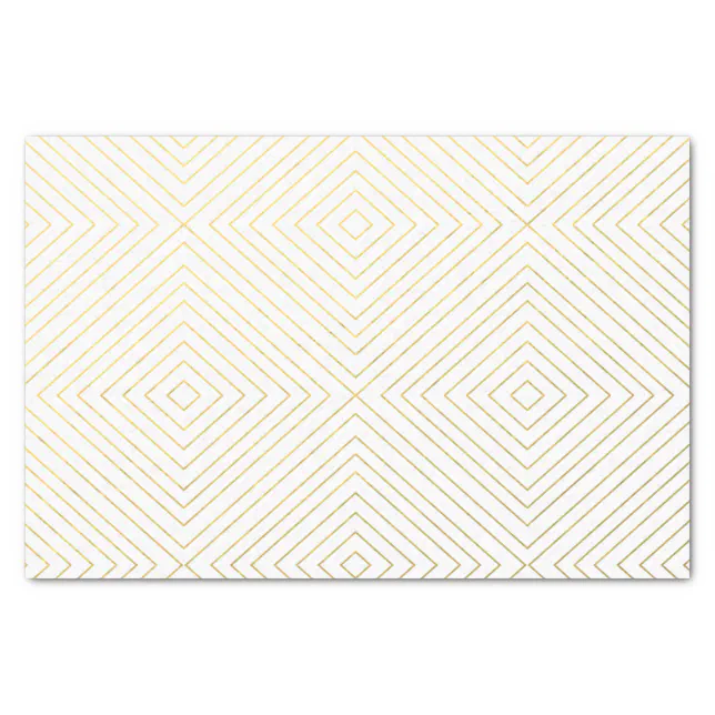 Modern Geometric Gold Squares Pattern on White Col Tissue Paper | Zazzle