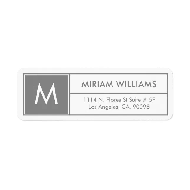 Modern Geometric Gray Frame Custom Monogram Label | Zazzle