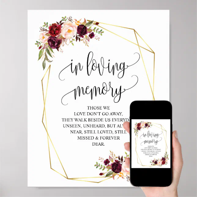 Modern geometric In loving memory memorial signs | Zazzle