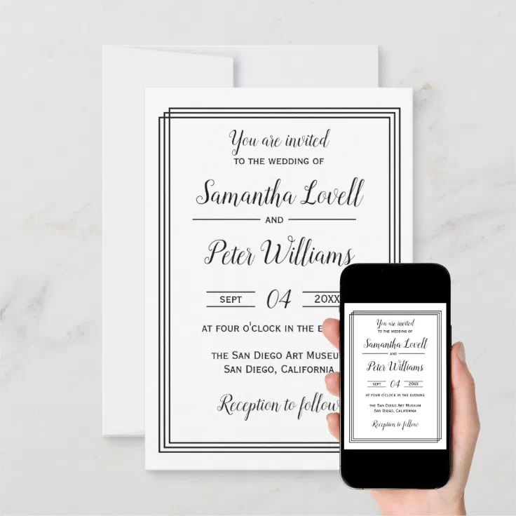 Modern Geometric Lines - 3x5 Wedding Invitation | Zazzle