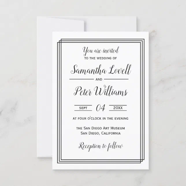 Modern Geometric Lines - 3x5 Wedding Invitation | Zazzle