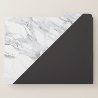 Modern Geometric Marble/Black File Folder | Zazzle