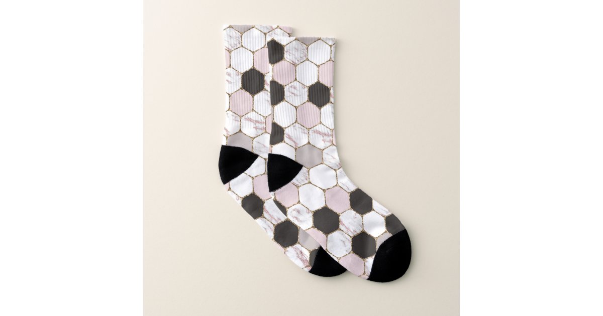 Modern Geometric Marble Hexagon Pattern Socks | Zazzle