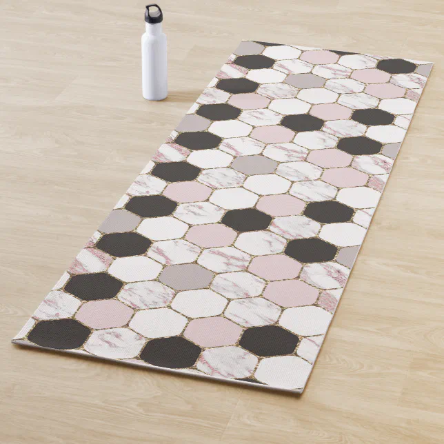 Modern Geometric Marble Hexagon Pattern Yoga Mat | Zazzle