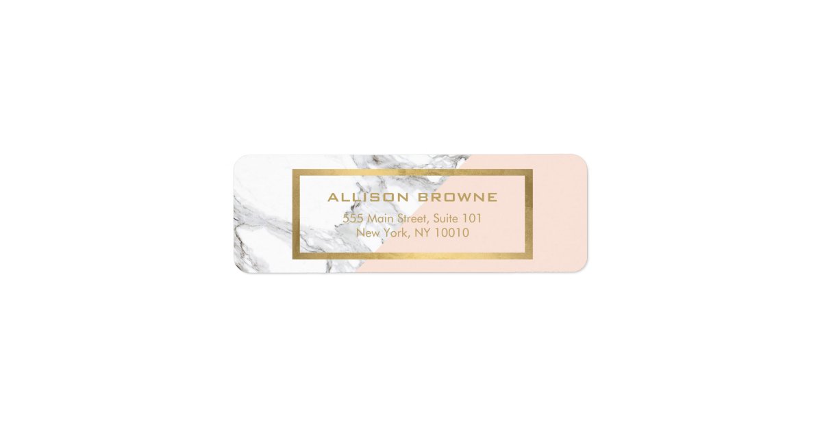 Modern Geometric Marble/Pink and Faux Gold Label | Zazzle