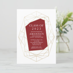 Modern Geometric Maroon Graduation Invitation | Zazzle