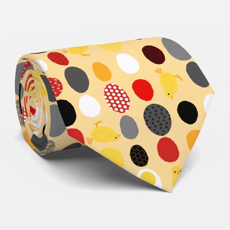 Modern Geometric Memphis style Chicken Eggs Neck Tie | Zazzle