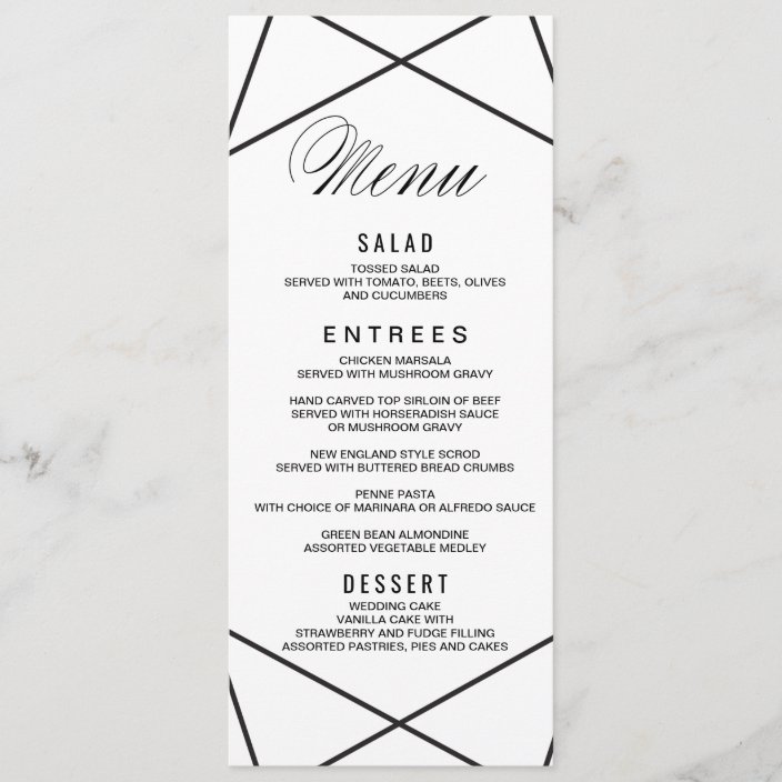 Modern Geometric Menu Card | Zazzle.com