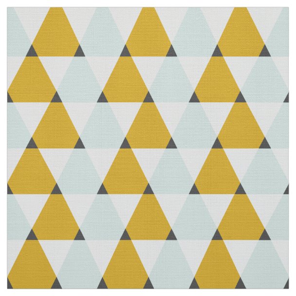 Modern Geometric Mint Yellow Triangles Pattern Fabric | Zazzle