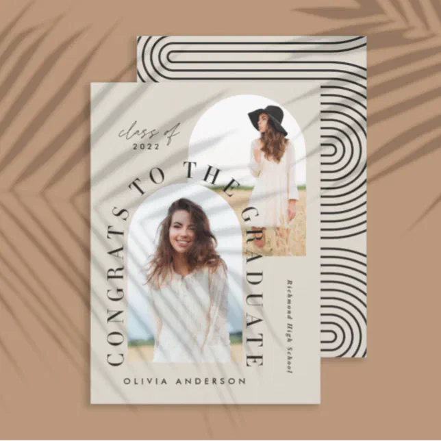 Modern geometric multi photo arch graduation | Zazzle