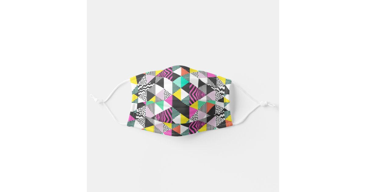 Modern Geometric Patchwork Abstract Triangles Adult Cloth Face Mask ...