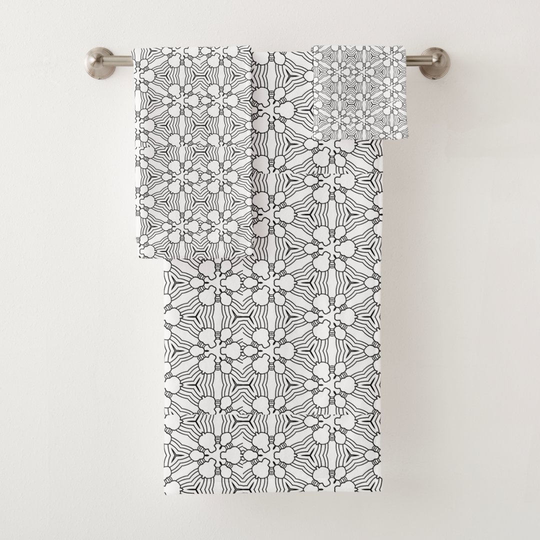 Modern Geometric Pattern In Black And White Bath Towel Set | Zazzle