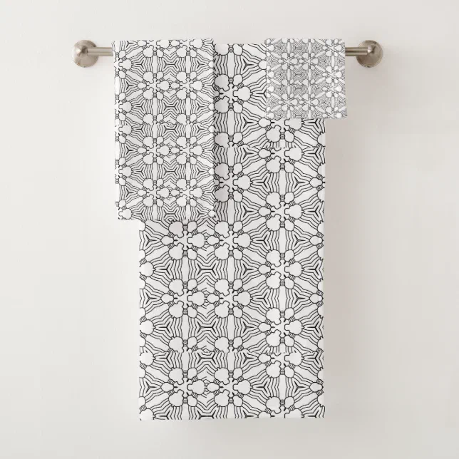 Modern Geometric Pattern In Black And White Bath Towel Set | Zazzle