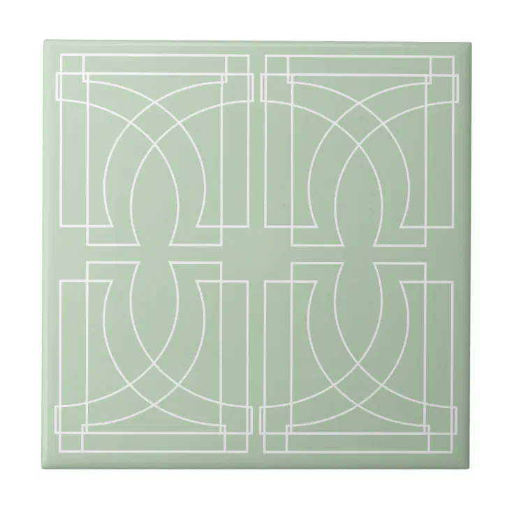 Modern Geometric Pattern Sage Green Ceramic Tile | Zazzle
