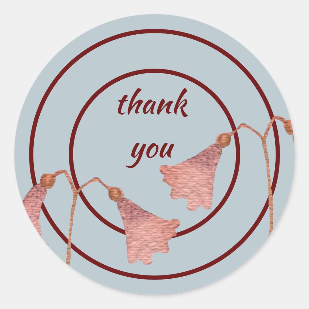 Modern Geometric Pink Floral Thank You Classic Round Sticker | Zazzle