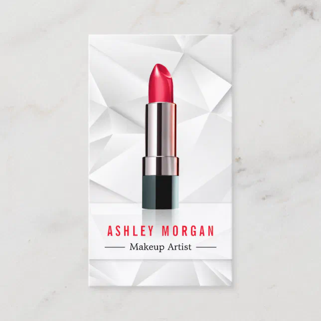 Modern Geometric Polygon Makeup Artist Lipstick Business Card | Zazzle