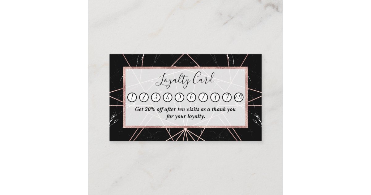 Modern Geometric Rose Gold Marble Triangles Loyalty Card | Zazzle
