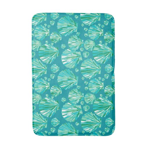 Modern Geometric Seashells, Aqua and Turquoise Bath Mat | Zazzle