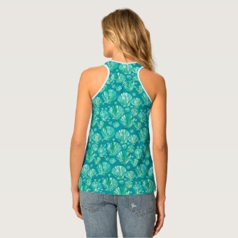 Modern Geometric Seashells, Aqua and Turquoise Tank Top | Zazzle