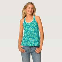 Modern Geometric Seashells, Aqua and Turquoise Tank Top | Zazzle