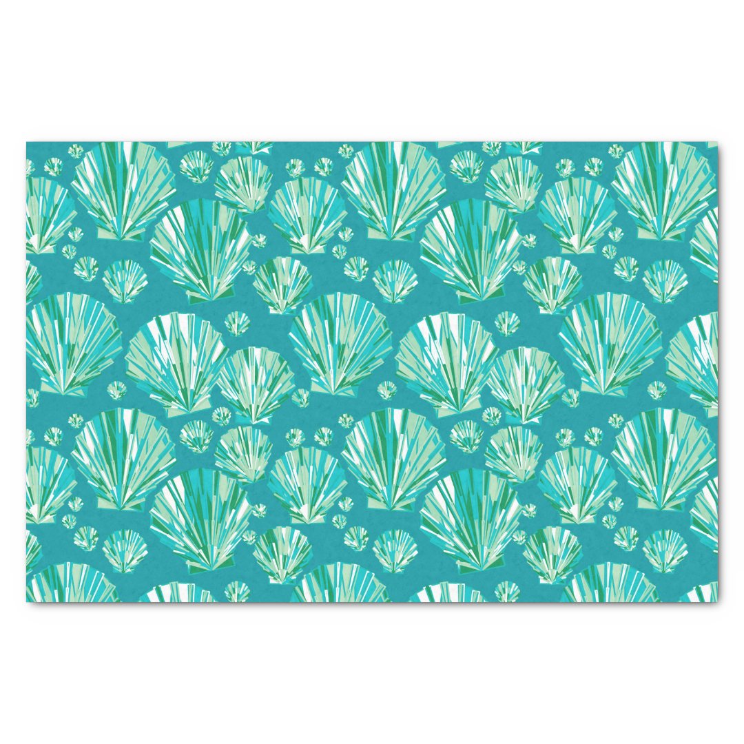 Modern Geometric Seashells, Aqua and Turquoise Tissue Paper | Zazzle