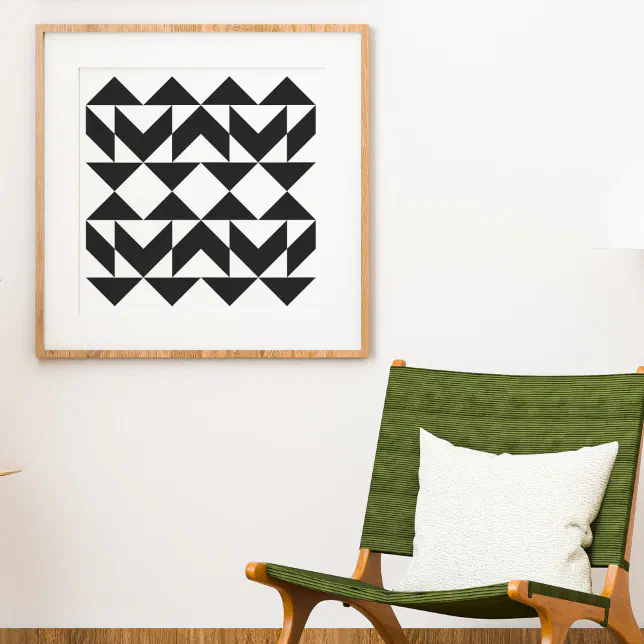 Modern Geometric Shapes Art in Black and White Poster | Zazzle