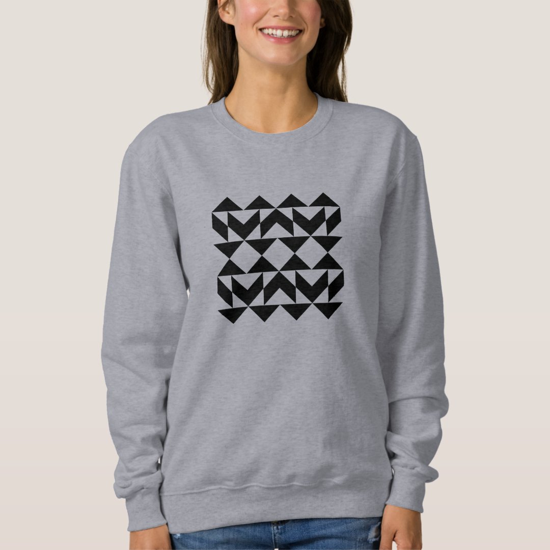 Modern Geometric Shapes Art in Black and White Sweatshirt | Zazzle