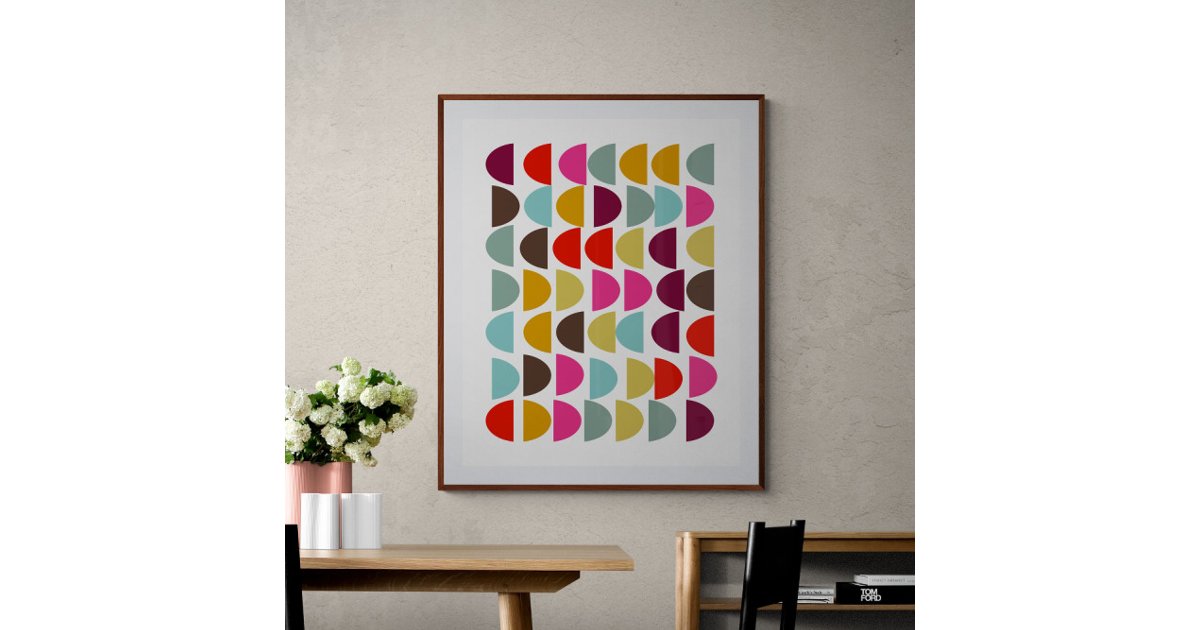 Modern Geometric Shapes Art in Earthy Autumn Poster | Zazzle