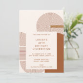 Modern Geometric Shapes Line Terracotta Birthday Invitation | Zazzle